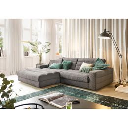 3C Candy Ecksofa &raquo;Stripes Mega-Sofa, bequem und komfortabel, L-Form&laquo; Lose R&uuml;ckenkissen, mit feiner Quersteppung, Cord-Bezug grau 88% Polyester, 12% 