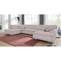 DOMO collection Wohnlandschaft &raquo;Aversa U-Form&laquo; wahlweise mit Bettfunktion, frei im Raum stellbar grau Luxus-Microfaser (100% Polyester);Struktur (100%