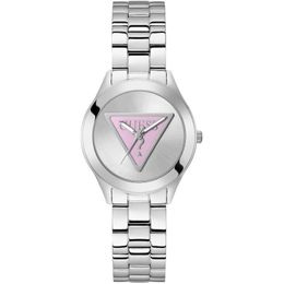 Guess Damen Quarzuhr &raquo;TRI PLAQUE&laquo; Armbanduhr, Damenuhr silber Einheitsgr&ouml;&szlig;e