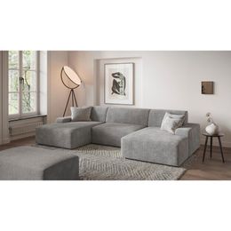 Trendmanufaktur Hocker &raquo;Wien, XXL Polsterhocker, passende Erg&auml;nzung zur Serie&laquo; in trendigem Cordstoff, gro&szlig;z&uuml;ge Breite von 112 cm grau 92%Polyester, 8