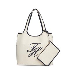 Tommy Hilfiger Damen Tragetasche &raquo;TH SUMMER TOTE CANVAS&laquo; Damen Schultertasche, Tragetasche, Shopper mit angeh&auml;ngter Innentasche beige B/H/T: 46cm x 