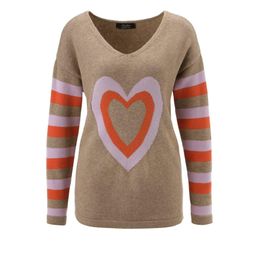 Aniston SELECTED Strickpullover in braunbeige-orange-rosa | Gr.: 40