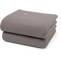 Ross Handt&uuml;cher &raquo;Waffelpique&laquo; 100% Baumwolle grau Frottier, Baumwolle B/L: 50cmx100cm, 2 Stk., Frottier