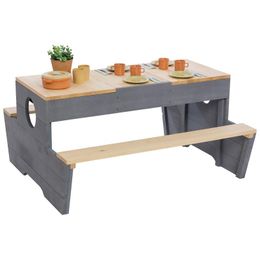 Muddy Buddy Garten-Kindersitzgruppe &raquo;Creator&laquo; Outdoor Spieltisch, natur - wolkengrau beige Massivholz B/H/T: 90cm x 50cm x 100cm