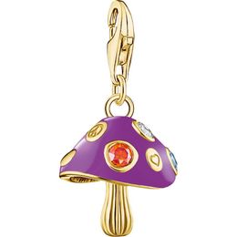 Thomas Sabo Damen Thomas Sabo Charm-Einh&auml;nger &raquo;Charm Bunter Pilz&laquo; mit Glas-Keramik Stein, Zirkonia (synth.), Rubin (synth.) gold Einheitsgr&ouml;&szlig;e