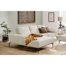 W.Schillig Ecksofa &raquo;run, Designsofa mit tollem Sitzkomfort, bequem, L-Form&laquo; mit Holzsockel, F&uuml;&szlig;e in Schwarz pulverbeschichtet, Breite 279 cm wei&szlig; 