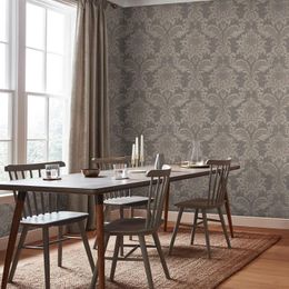 Boutique Vliestapete &raquo;Damast&laquo; neutral gepr&auml;gt 10mx52cm (ca. 5m2) grau Vlies B/L: 0,52m x 10m, Rollen: 1