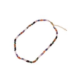 Firetti Damen Collier &raquo;Schmuck Geschenk Halsschmuck Halskette Edelsteinkette Tigerauge&laquo; mit Edelsteinen bunt Messing, L: 50 B: 6mm