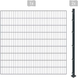 Arvotec Einstabmattenzaun &raquo;ESSENTIAL 180 zum Einbetonieren&laquo; Zaunh&ouml;he 180 cm, Zaunl&auml;nge 2 - 60 m grau Kunststoff, Stahl H/L: 180cm x 2m, Pfosten: 2 Stk.