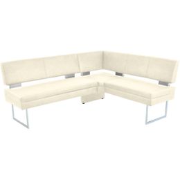 K+w Komfort & Wohnen K+W Komfort & Wohnen Eckbank langer Schenkel links oder rechts, mit dekorativen Distanzhalter wei&szlig; B/H/T: 199cm x 89cm x 158cm, Leder Longlife BRONCO,
