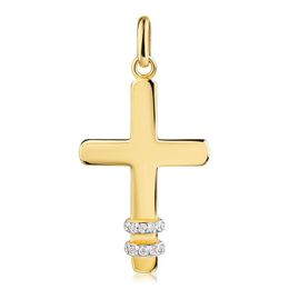 Firetti Damen Kettenanh&auml;nger &raquo;Schmuck Geschenk Gold 333 Halsschmuck Anh&auml;nger Kreuz&laquo; mit Zirkonia (synth.) gold Gelbgold 333, 0,95 g