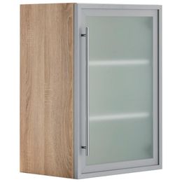 Optifit Glash&auml;ngeschrank, Breite 50 cm silber eichefarben, B/H/T: 50cm x 70,4cm x 35,2cm, T&uuml;ren: 1 Stk.