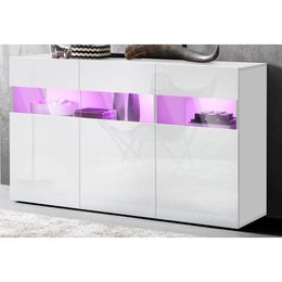 OTTO home Sideboard Kommode mit 3 T&uuml;ren, Breite 130 cm, ohne Beleuchtung wei&szlig; B/H/T: 130cm x 81cm x 40cm