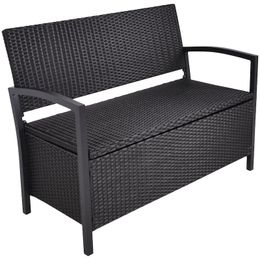 Garden Pleasure Gartenbank &raquo;Ferrara&laquo; mit Staufach, BxTxH: 117x58x86 cm, verschiedene Farben schwarz Geflecht Rattan, Metall B/H/T: 117cm x 86cm x 58cm