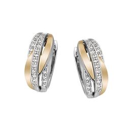 Firetti Damen Paar Creolen &raquo;Schmuck Geschenk Silber 925 Ohrschmuck bicolor glitzernd&laquo; mit Zirkonia (synth.) gelb 13,7mm, Silber 925 (Sterlingsilber)