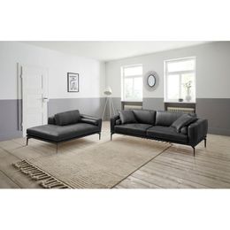 Egoitaliano Polstergarnitur &raquo;Masu, Design trifft sensationellen Sitzkomfort&laquo; Set besteht aus 2,5-Sitzer, freistehende Ottomane und 3 Rollkissen schwarz Leder &raquo;