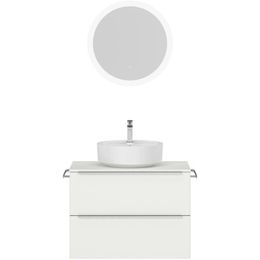 Nobilia Badm&ouml;bel-Set &raquo;Alvene&laquo; vormontiert, mit Soft-Close, 2 Stk. tlg. wei&szlig; B/H/T: 80,3cmcm x 172,2cmcm x 48,5cmcm, Griffe edelstahlfarbig