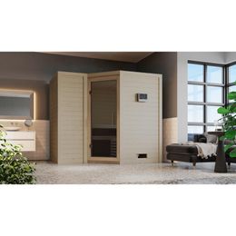 Karibu Sauna &raquo;Sanna 2&laquo; Set, Ofen 9 kW Bio externe Strg easy beige Bio-Kombiofen, externe Steuerung, 9 kW