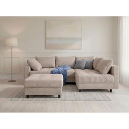 OTTO home Ecksofa &raquo;Antonia L-Form, B: 215 cm&laquo; Ecksofa, R&uuml;ckenkissen, ottomane beidseitig montierbar, Bonnelfederkern 100%Polyester B/H/T: 302cm x 86cm