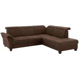 OTTO home Ecksofa &raquo;Solvei L-Form&laquo; wahlweise auch mit Kopfteilverstellung und Schlaffunktion, Federkern braun Luxus-Microfaser Lederoptik (100% 
