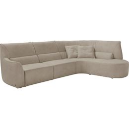 Egoitaliano Ecksofa &raquo;Puffy, extravagant & edel, Retro Designsofa, hoher Sitzkomfort, L-Form&laquo; mit Ottomane, wahlweise mit und ohne elektrischer Relaxfunktion grau 