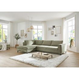Die PlanBar Ecksofa &raquo;MP-IN24153, L-Form, Breite 289 cm&laquo; wahlweise mit Schlaffunktion und verstellbaren Kopfst&uuml;tzen gr&uuml;n 100% Polyester B/H/T: 289cm x 