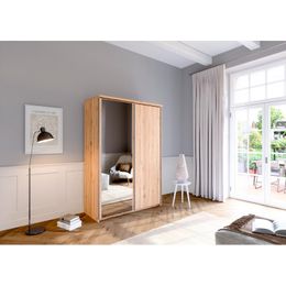 Priess Schwebet&uuml;renschrank &raquo;Arnsberg&laquo; mit Spiegel braun Holzwerkstoff Astkernbuche, B/H/T: 144cm x 211cm x 64,5cm, T&uuml;ren: 2 Stk., Basisausf&uuml;hrung