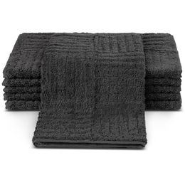 Ross Gaestehandtuecher &raquo;CARRE&laquo; 100% Baumwolle, Rippenstruktur, gro&szlig;e Farbauswahl grau Frottier, Frottier B/L: 30cmx50cm, 6 Stk., Frottier