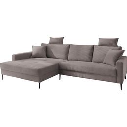 Trends by HG Ecksofa &raquo;Summer L-Form, B: 280cm, in Cord & Struktur&laquo; wahlweise mit Kopfst&uuml;tzen, schwarze Metallf&uuml;&szlig;e grau 92% Polyester;8% Nylon B/H/T: 