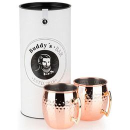Becher &raquo;Buddy ́s Bar&laquo; Moscow Mule Becher, 500 ml, hochwert. Edelstahl, Hammerschlag-Effekt rosa Edelstahl &Oslash; 9cm x 10cm, 450ml, 2 Stk.