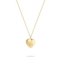 Tamaris Damen Kette mit Anh&auml;nger &raquo;Schmuck Geschenk Edelstahl Halskette Herz Medaillon zum &ouml;ffnen&laquo; gold Edelstahl, L: 50