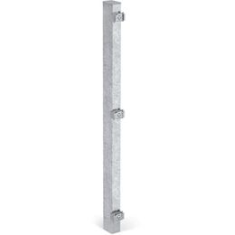 Alberts Zaunpfosten &raquo;60x40 mm f&uuml;r Doppelstabmattenzaun&laquo; 87,5 cm, zur Befestigung mit Einschlag-Bodenh&uuml;lse oder Pfostentr&auml;ger grau Stahl 87,5cm