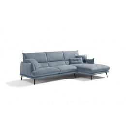 Egoitaliano Ecksofa &raquo;FUNNY, hochwertiges & aktuelles Design, bequeme R&uuml;ckenlehne, L-Form&laquo; hochwertiger Sitzkomfort, L-Form blau 100% Polyester B/H/T: 265cm x 90cm