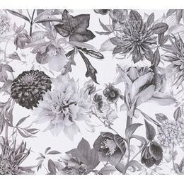 A.S. Cr&eacute;ation Vliestapete &raquo;Dream Flowery&laquo; Wald botanisch floral glatt Florale Tapete Blumenoptik Tapeten Wohnzimmer Schlafzimmer K&uuml;che Optik grau Vlies B/L: 0,53m x