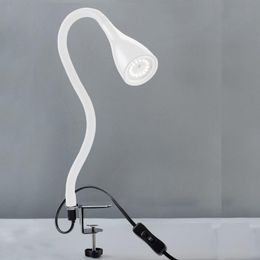 B.K.LICHT LED Klemmleuchte &raquo;Sirius&laquo; GU10 Warmwei&szlig; LED Tischleuchte dimmbar Schreibtisch B&uuml;roleuchte Nachttisch-Lampe wei&szlig; 1, H: 60cm