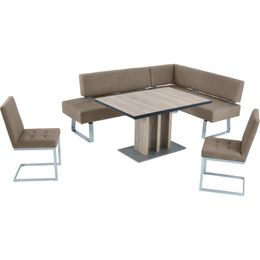 K+w Komfort & Wohnen K+W Komfort & Wohnen Eckbankgruppe &raquo;Spider II&laquo; Set, 4 Stk. tlg. langer Schenkel 227cm, 2 Freischwinger, Auszugstisch in Breite 130 cm beige B/H/T: 
