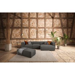 W.Schillig Ecksofa &raquo;around-the-block Mega Sofa, viel Platz und hoher Sitzkomfort, L-Form&laquo; mit eleganter Biese, mit Federkern, Breite 341 cm grau 
