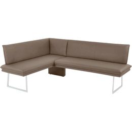 K+w Komfort & Wohnen K+W Komfort & Wohnen Eckbank mit Sattlernaht und schmaler Kufe, langer Schenkel rechts oder links grau B/H/T: 86cm x 60cm, Leder Longlife BRONCO, 