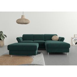Ecksofa &raquo;Apulia L-Form&laquo; wahlweise Schlaffunktion, Bettkasten und Kopf- und Armteilverstellung gr&uuml;n Webstoff (100% Polyester);Struktur weich (90% 