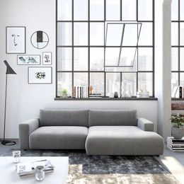 Musterring Ecksofa &raquo;LUCIA zeitlos, bequem, sch&ouml;ne Detailverarbeitung Breite 296cm, L-Form&laquo; silber Flachgewebe VALMONT (60% Baumwolle/40% Leinen);Leder PURO, 