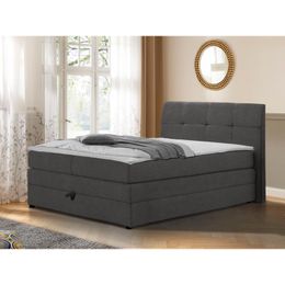 Home Affaire Boxspringbett &raquo;Finja&laquo; besonders komfortable Liegeh&ouml;he, mit praktischem Bettkasten grau Polyester Stoff Karo Polyester, Liegefl&auml;che B/L: 