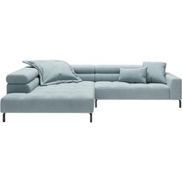Home Affaire Ecksofa &raquo;Claya, 311 cm breit, L-Form, inkl. Kopfteilverstellung&laquo; mit elektrischem Sitzvorzug im Hauptelement blau 88% Polyester, 12% 