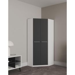 Priess Eckkleiderschrank &raquo;Barcelona Kleiderschrank Eckl&ouml;sung Raumwunder&laquo; in 2 Tiefen Schrank Eckschrank Garderobe schwarz-wei&szlig; Holzwerkstoff B/H/T: 