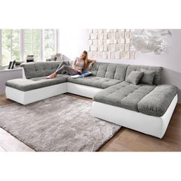 DOMO collection Wohnlandschaft &raquo;MORIC 353x216x80 cm, mit viel Platz, U-Form, auch in Cord&laquo; im XXL-Format, wahlweise mit Bettfunktion und 