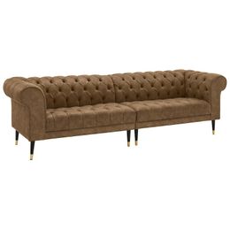 Home Affaire Chesterfield-Sofa &raquo;Tinnum&laquo; braun Luxus-Microfaser Vintageoptik (66% PU, 27% Polyester, 7% Baumwolle);Struktur weich( 97% Polyester, 3% 