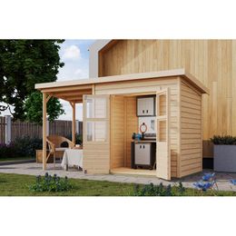 Konifera Gartenhaus &raquo;Akamaru 3&laquo; inkl. Anbaudach Massivholz Fu&szlig;boden im Gartenhaus, Dachfolie