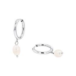 Tom Tailor Damen Tom Tailor Paar Creolen mit S&uuml;&szlig;wasserzuchtperle silber 7mm, Edelstahl Perlen