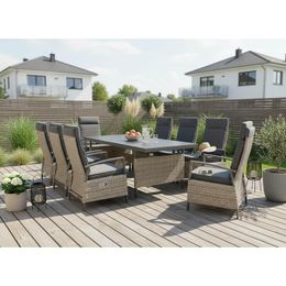 Konifera Garten-Essgruppe &raquo;New Monaco&laquo; Set, 8x Sessel, 8x Auflagen, 1x Tisch, 17 tlg. tlg. bestehend aus 8 St&uuml;hlen, 8 Sitzauflagen und 1 Tisch 