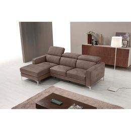 Egoitaliano Ecksofa &raquo;Matt, erstklassiger Sitzkomfort, aufwendige Detailverarbeitung, L-Form&laquo; mit verstellbaren Kopfteilen zum Relaxen braun Luxus-Micofaser 