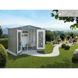BioHort Ger&auml;tehaus &raquo;Europa Gr. 2, verschiedene Farben&laquo; Qualit&auml;ts-Ger&auml;teschuppen aus Metall grau Stahl Einheitsgr&ouml;&szlig;e